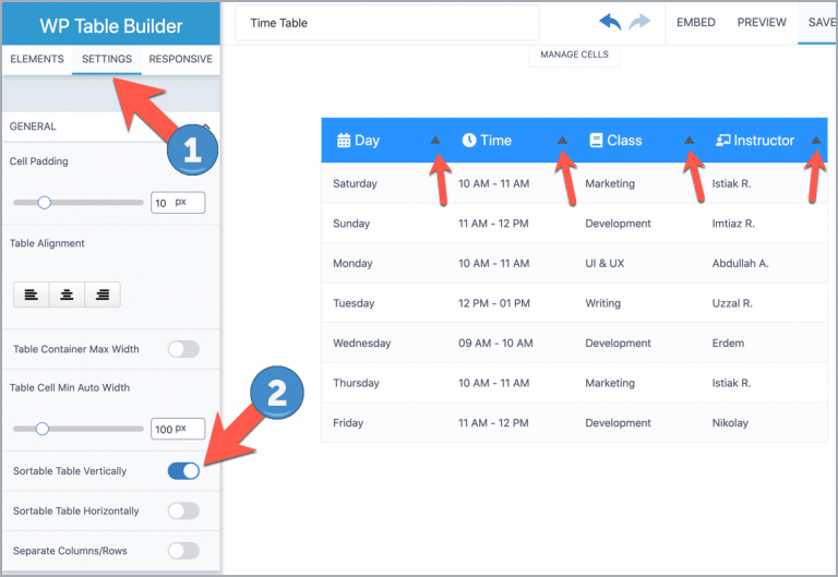 How To Make A Table Sortable - WP Table Builder