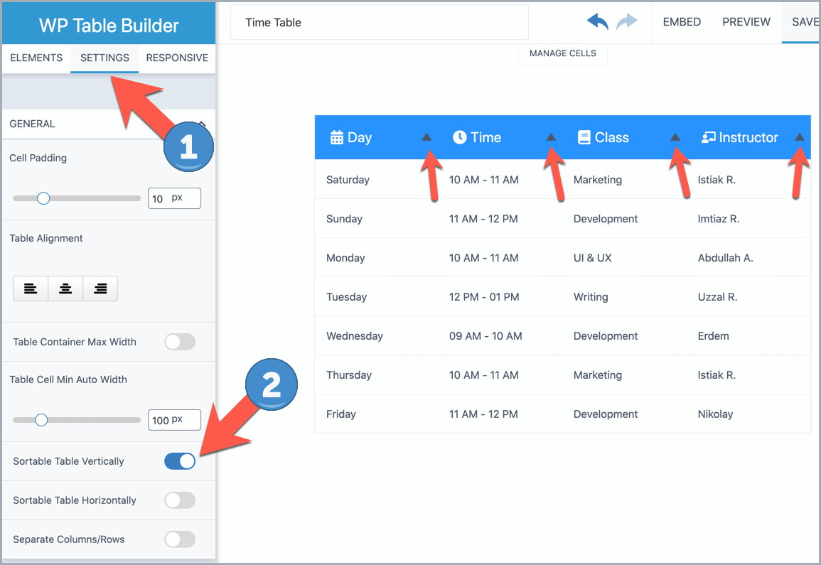 How To Make A Table Sortable WP Table Builder