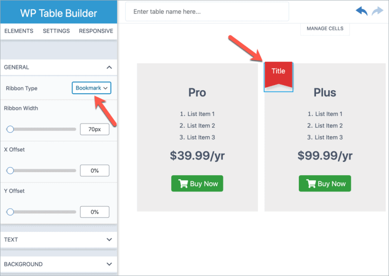 How To Add Ribbon In A WordPress Table - WP Table Builder